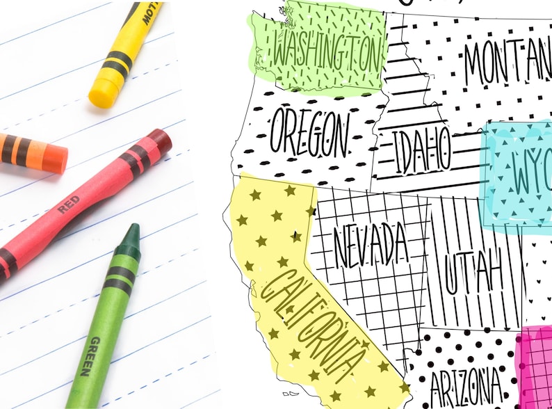 USA Travel Tracker Map: Black and White Coloring Page (digital Download ...