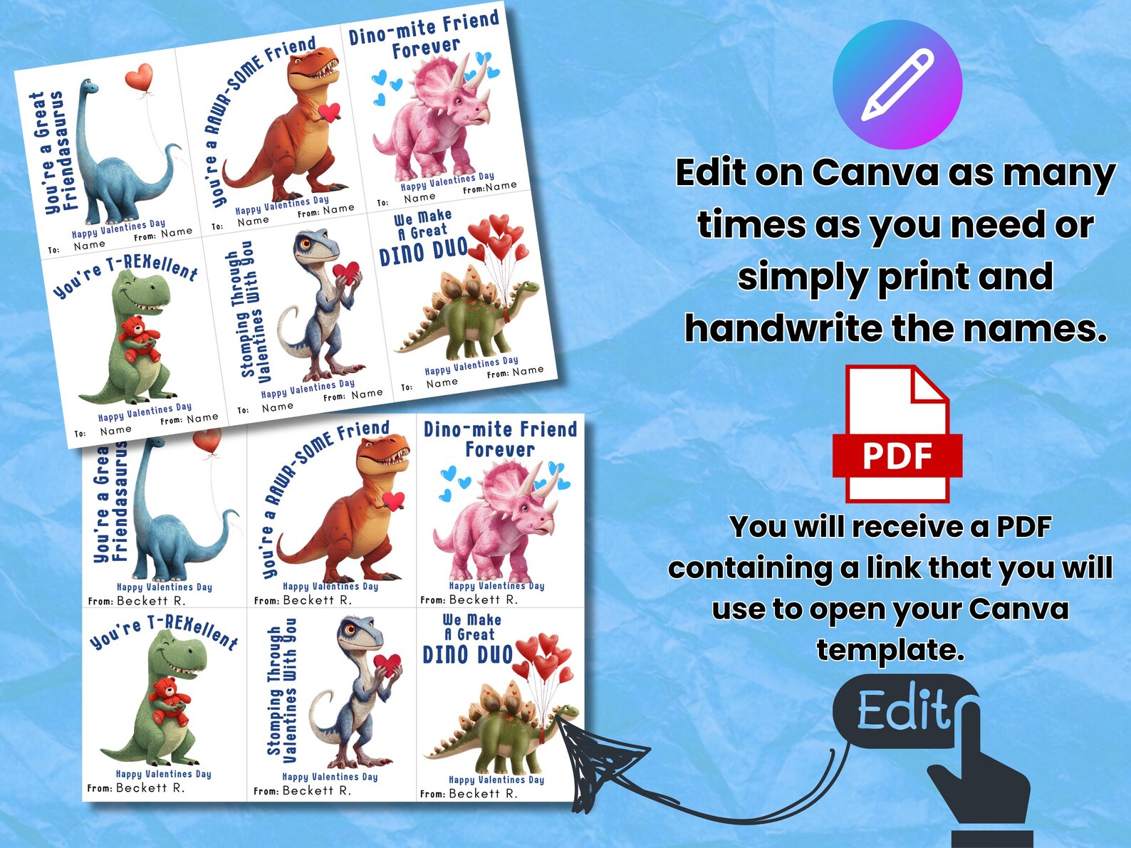 Printable Dinosaur Valentines Cards, Boys Classroom Valentine Exchange ...