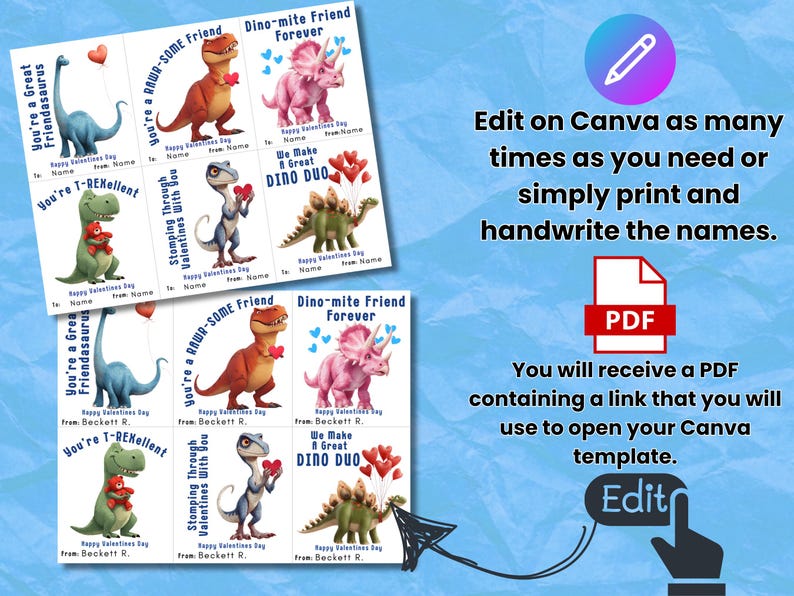 Printable Dinosaur Valentines Cards, Boys Classroom Valentine Exchange ...