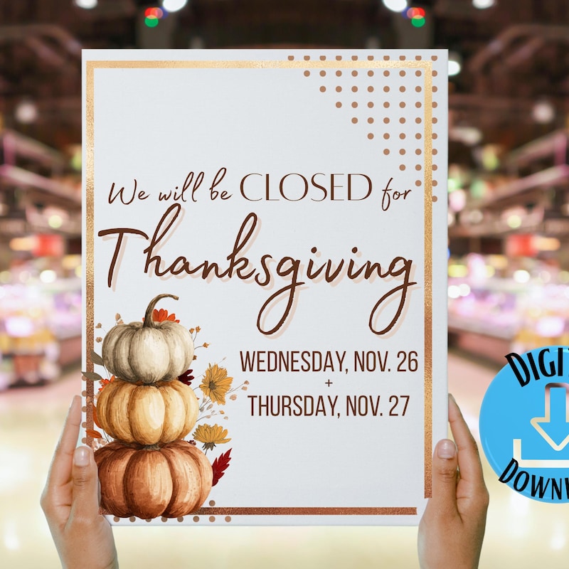 Thanksgiving Store Hours Sign - Etsy