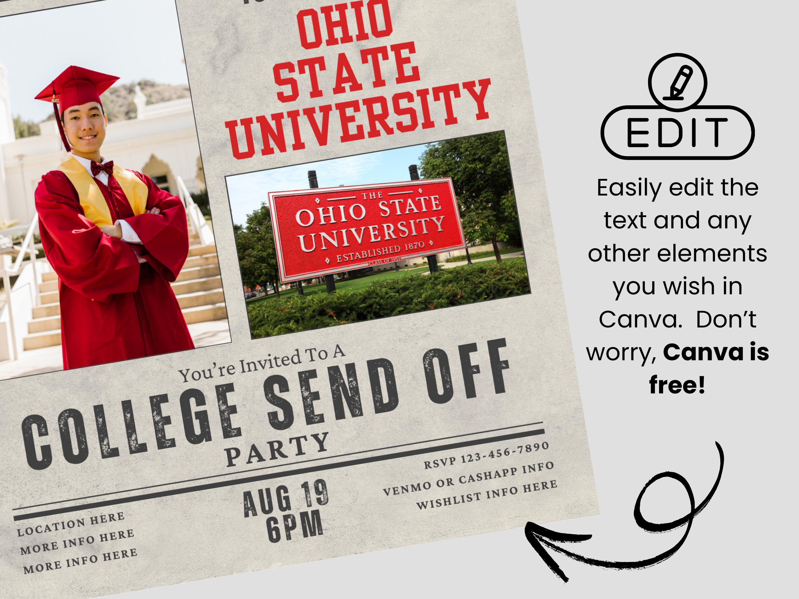 College Send off Invitation, Graduation Party Flyer, Newspaper Theme ...