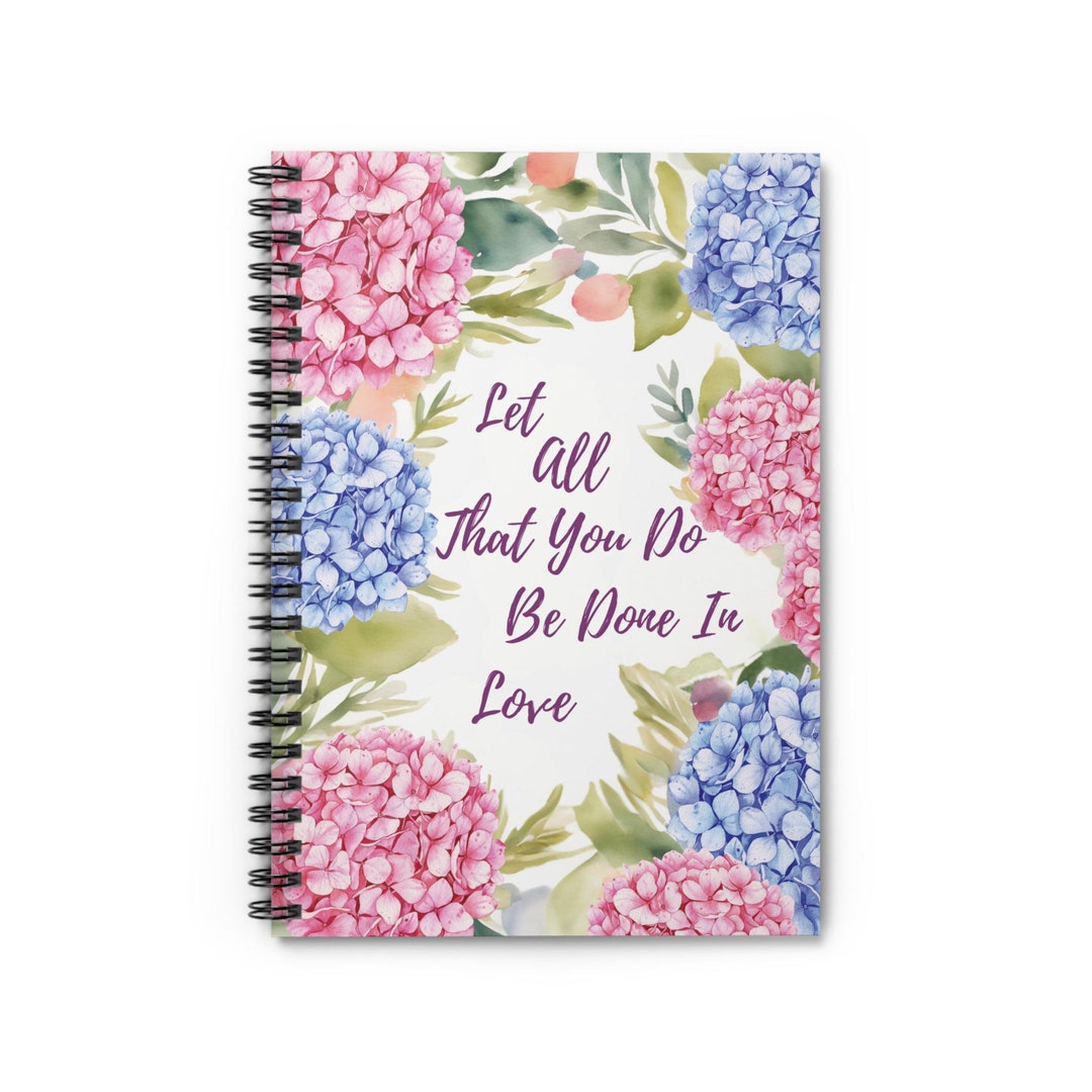 Bible Verse Notebook, Watercolor Hydrangea, Bible Verse Gift, Sermon ...