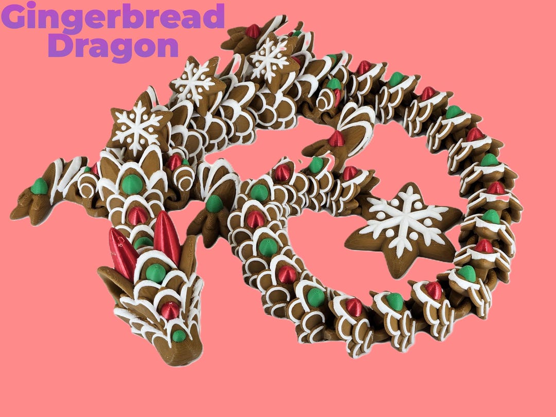 Gingerbread Dragon 3D Print Articulated Dragon Customizable ...