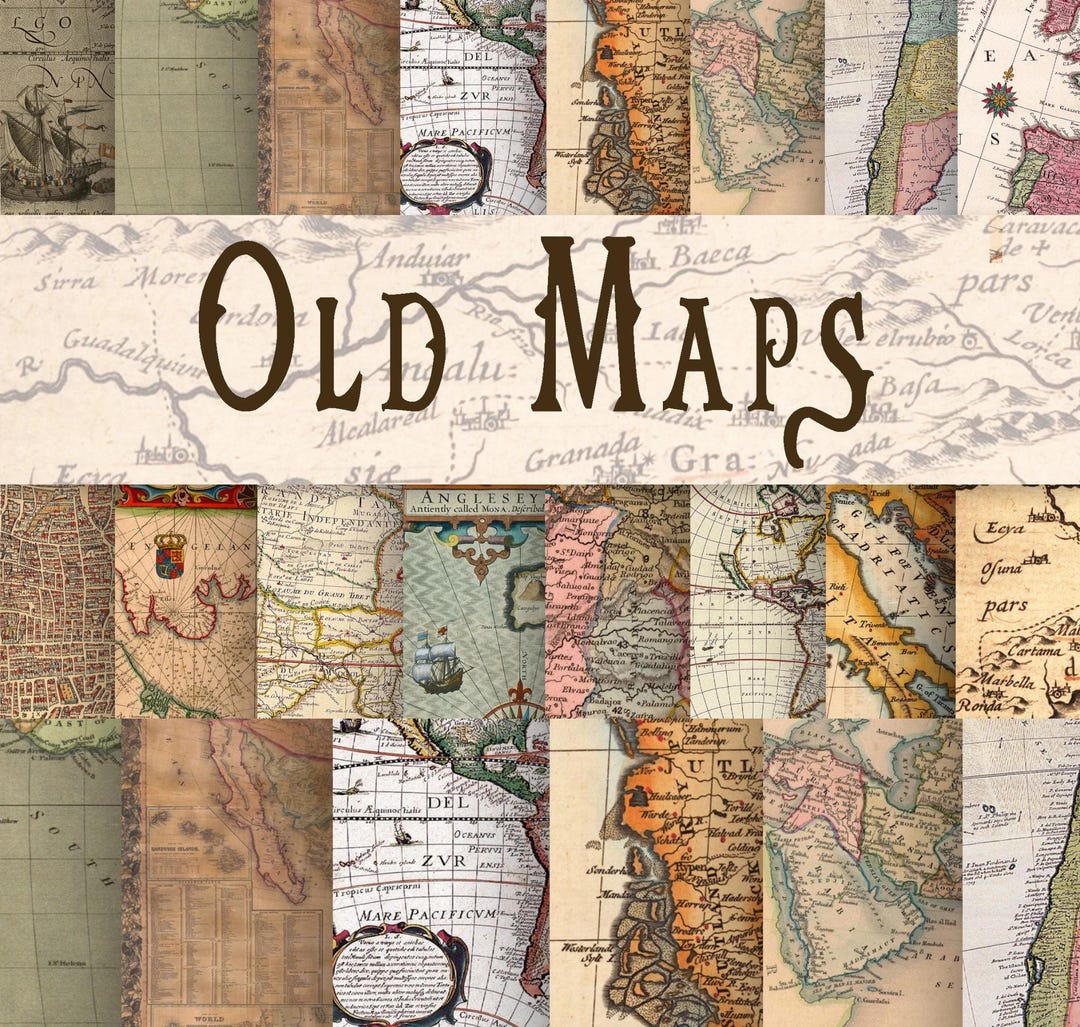Antique Maps Digital Paper, 12x12, Instant Download, Globe Background ...