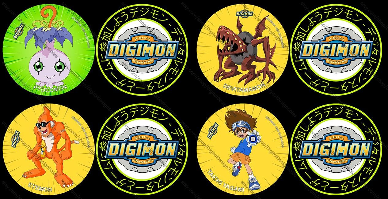 Digimon Characters Vector Tazo Design - Etsy