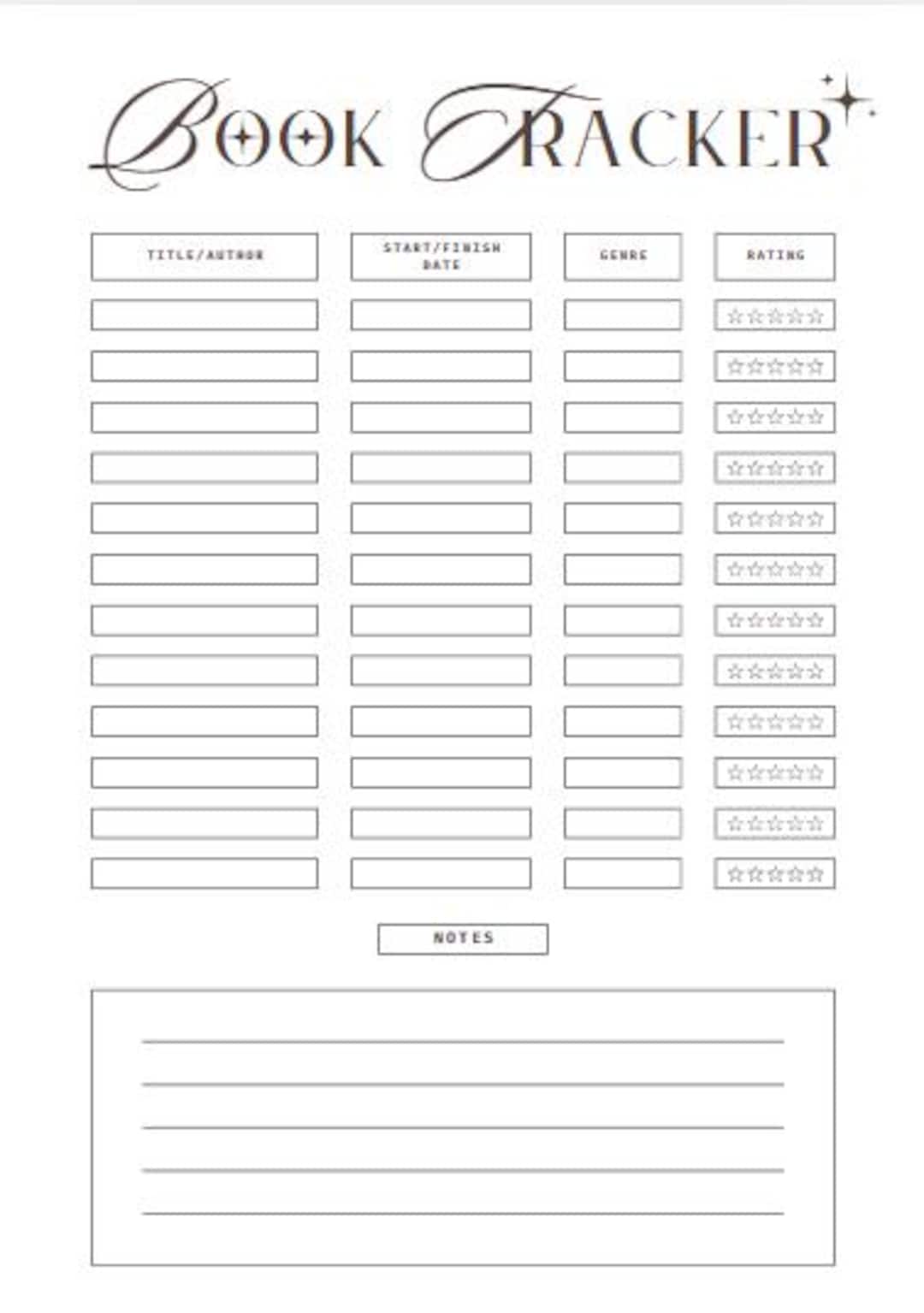 Booktracker Template - Etsy