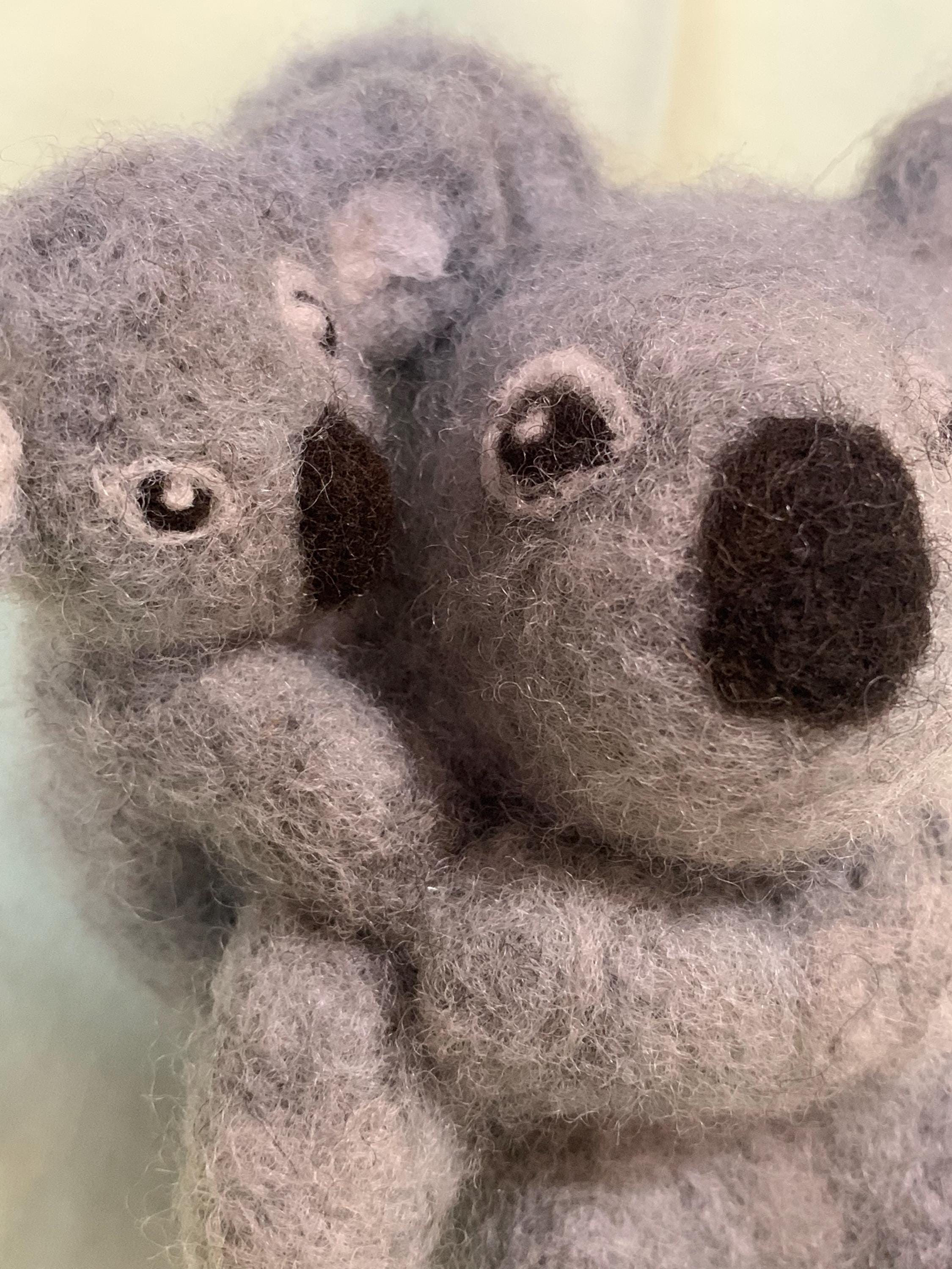 Needle Felted Koala Mom and Baby, Cute Animal Felted Sculpture, Koala ...