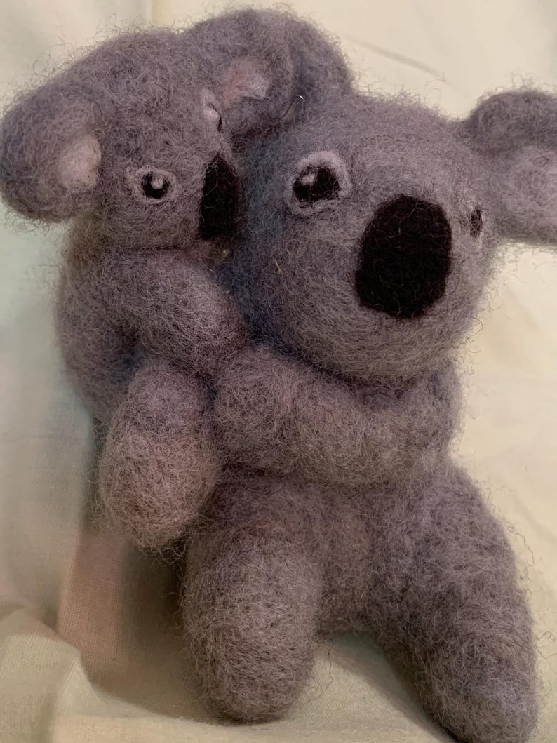 Needle Felted Koala Mom and Baby, Cute Animal Felted Sculpture, Koala ...