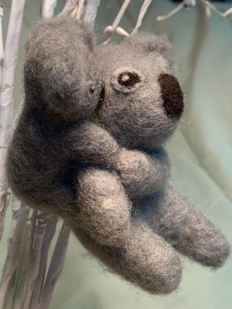 Needle Felted Koala Mom and Baby, Cute Animal Felted Sculpture, Koala ...