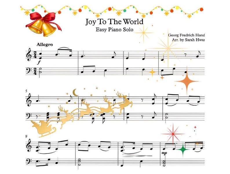 Joy to the World - Easy Piano Arrangement, Sheet Music, Beginner ...