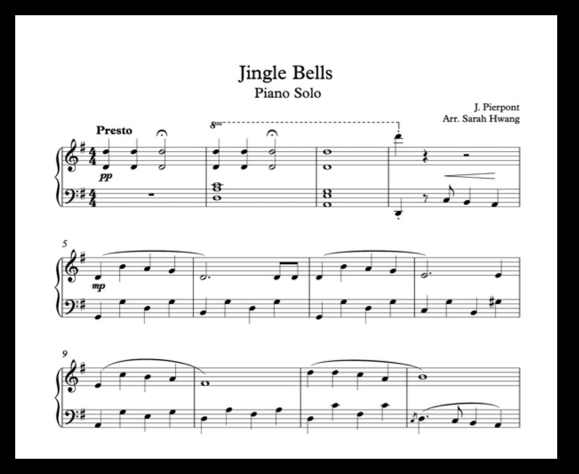 Jingle Bells - Easy Piano Arrangement, Sheet Music, Intermediate ...