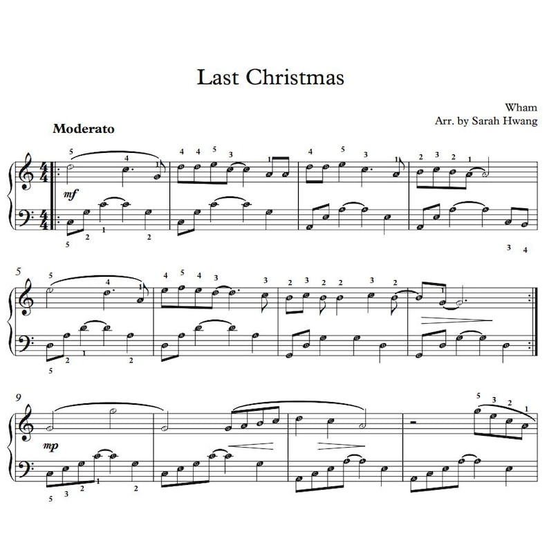 Last Christmas Easy Piano Sheet Music – Beginner/intermediate ...