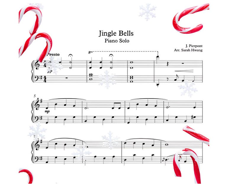 Jingle Bells - Easy Piano Arrangement, Sheet Music, Intermediate ...