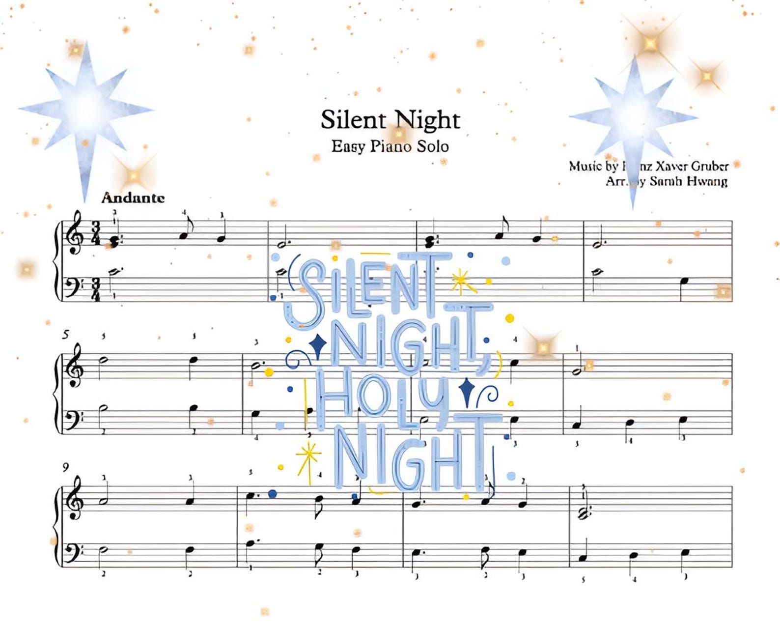 Silent Night Easy Piano Sheet Music – Beginner Christmas Song ...