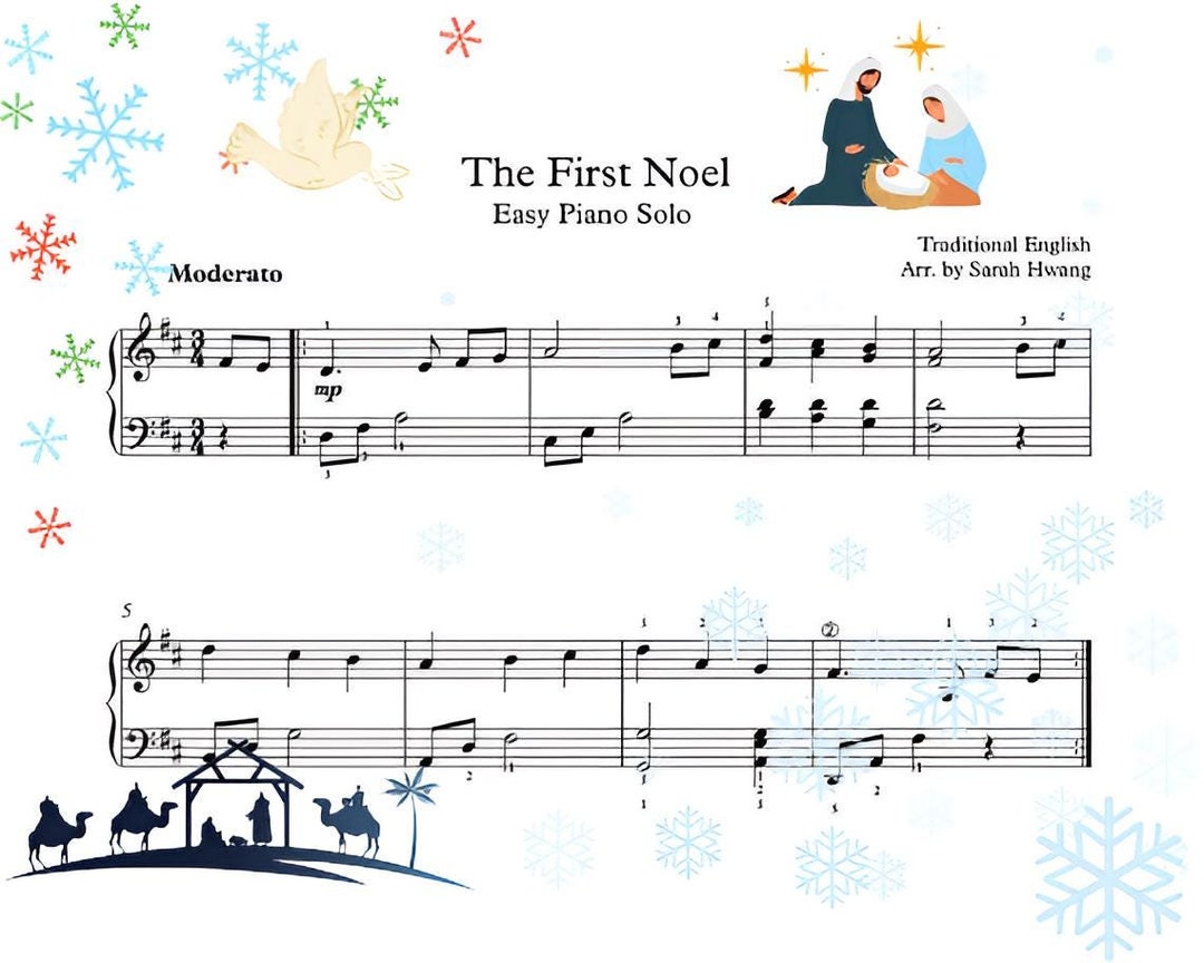 The First Noel Easy Piano Arrangement, Sheet Music, Beginner ...