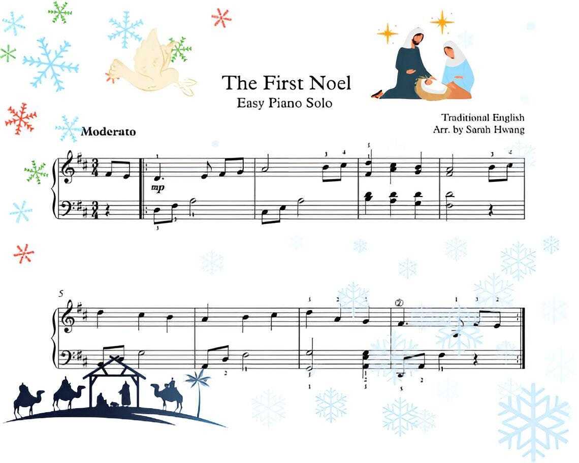 The First Noel Easy Piano Arrangement, Sheet Music, Beginner ...