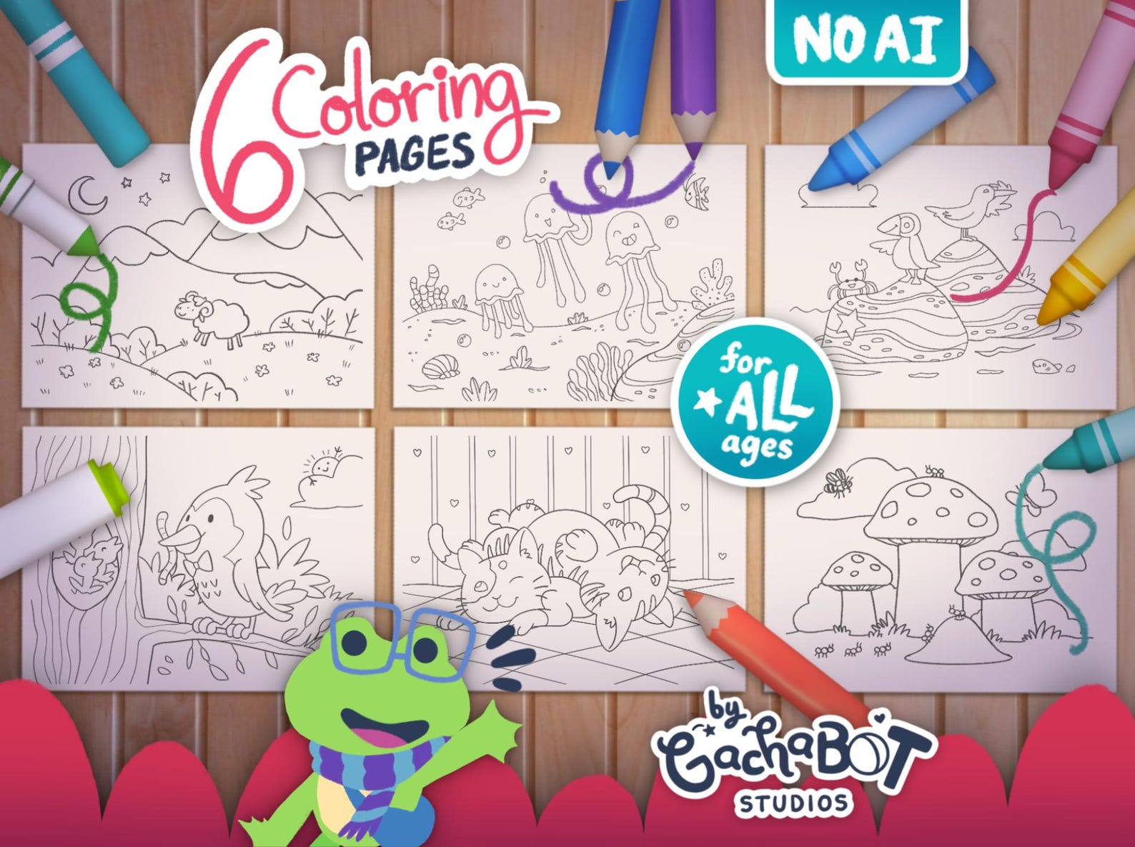 6 Busy Sheets Printable Toddlers / Coloring Pages by Gacha Bot Studios ...