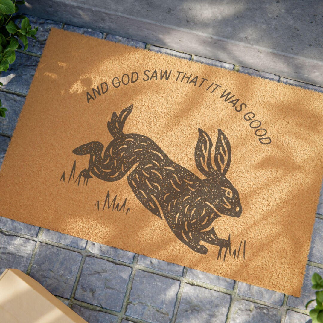 Rabbit Coir Doormat: Bible Verse Christian Welcome Mat - Etsy