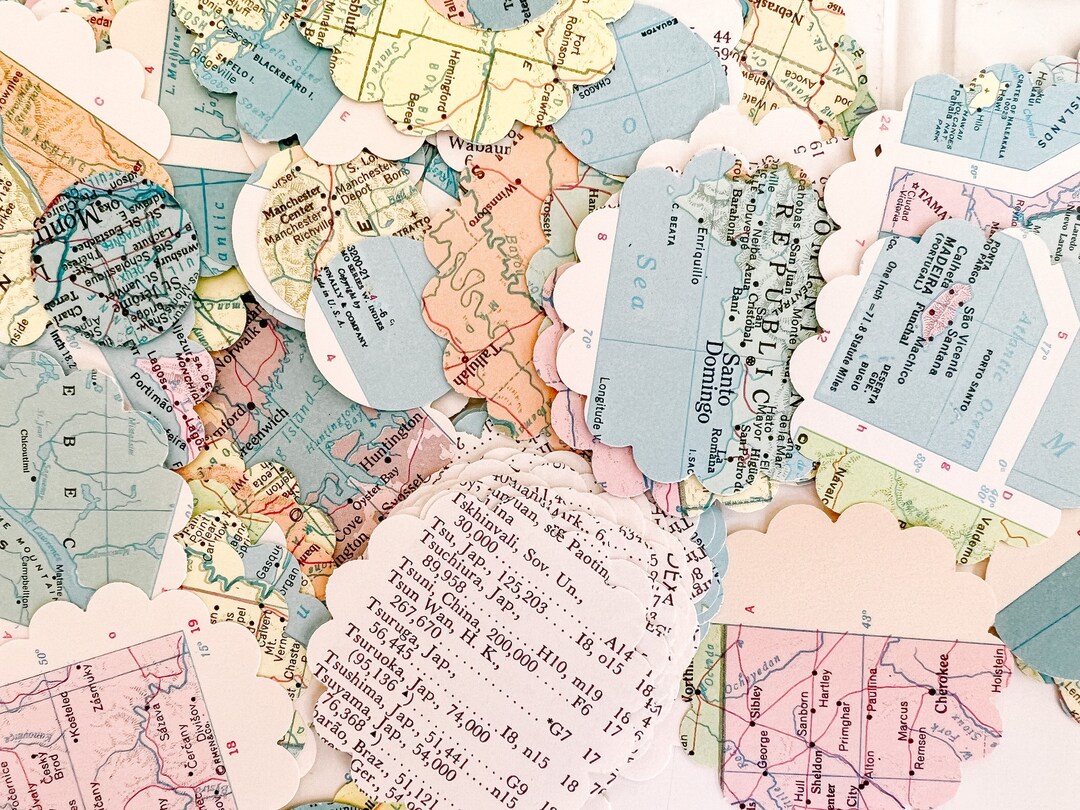 Map Atlas Book Confetti / Book Confetti / Vintage Book / Going Away ...