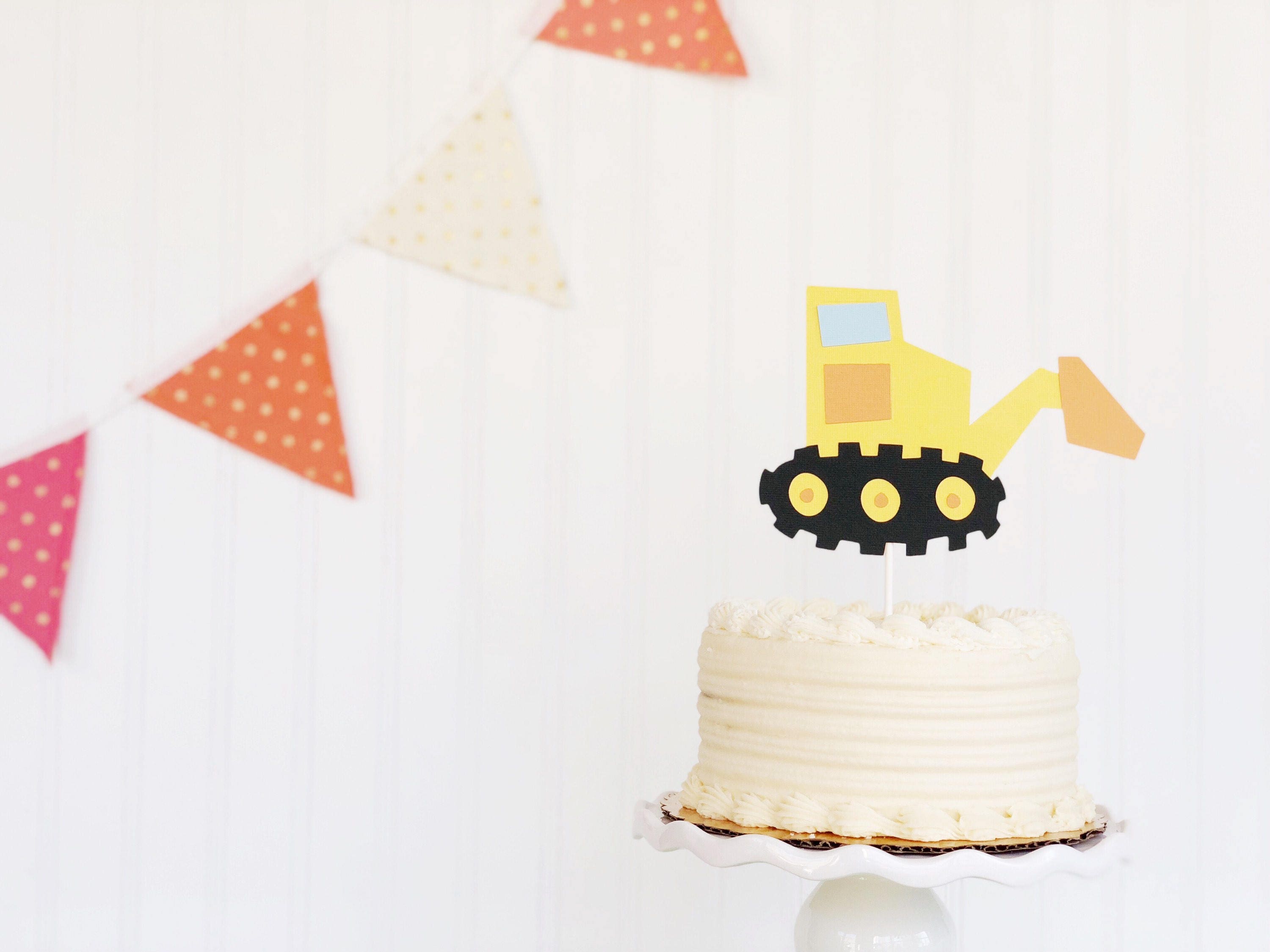 Bulldozer / Construction / Smash Cake / Cake Topper / First - Etsy