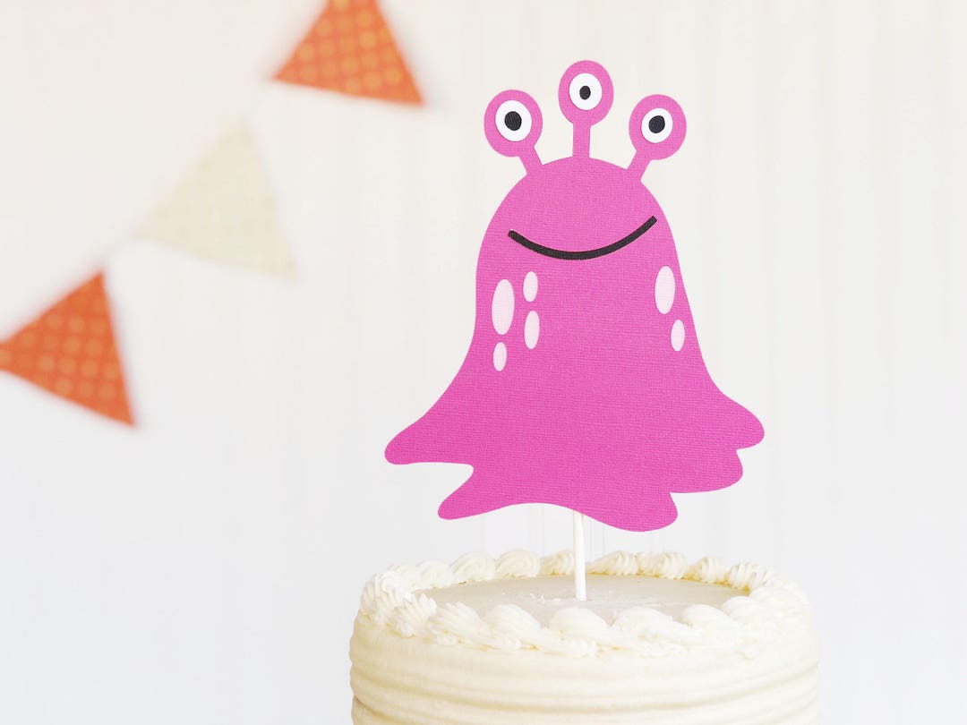 Pink Monster / Halloween / Smash Cake / Cake Topper / First - Etsy