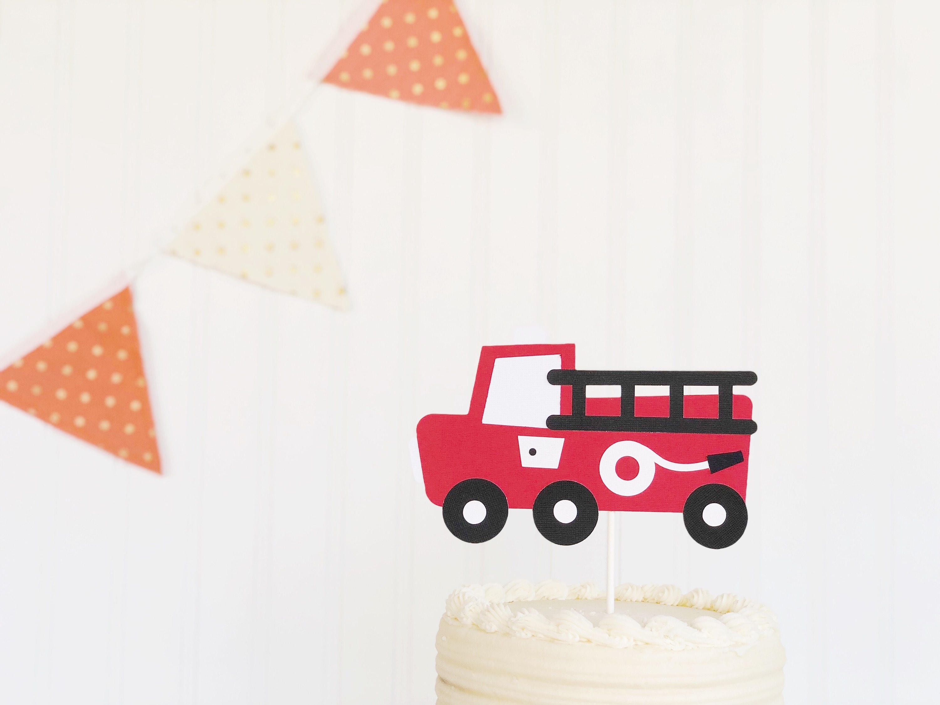Fire truck / fire engine / smash cake / cake topper / first | Etsy