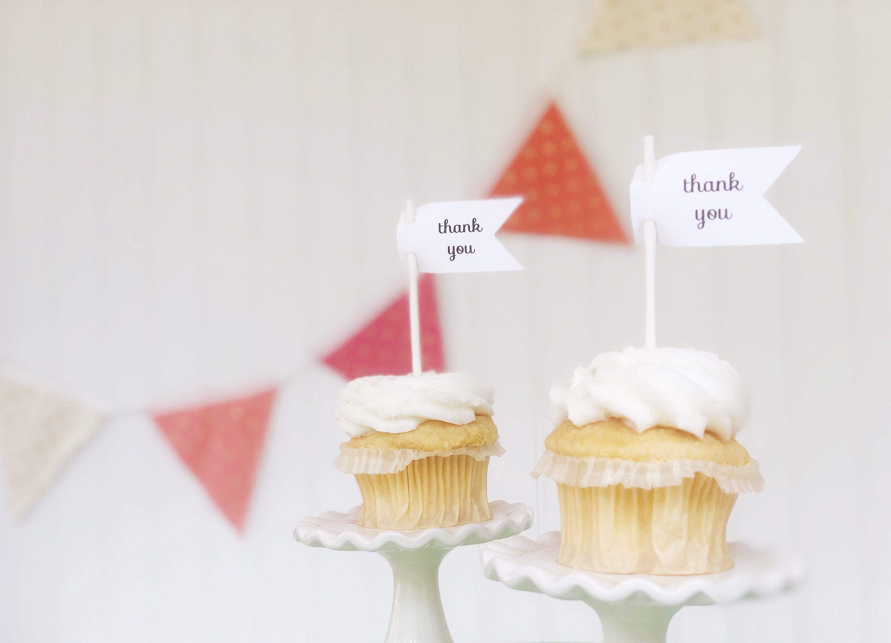 Thank You Cupcake Topper Flag Toppers Thanks Wedding Thanks | Etsy