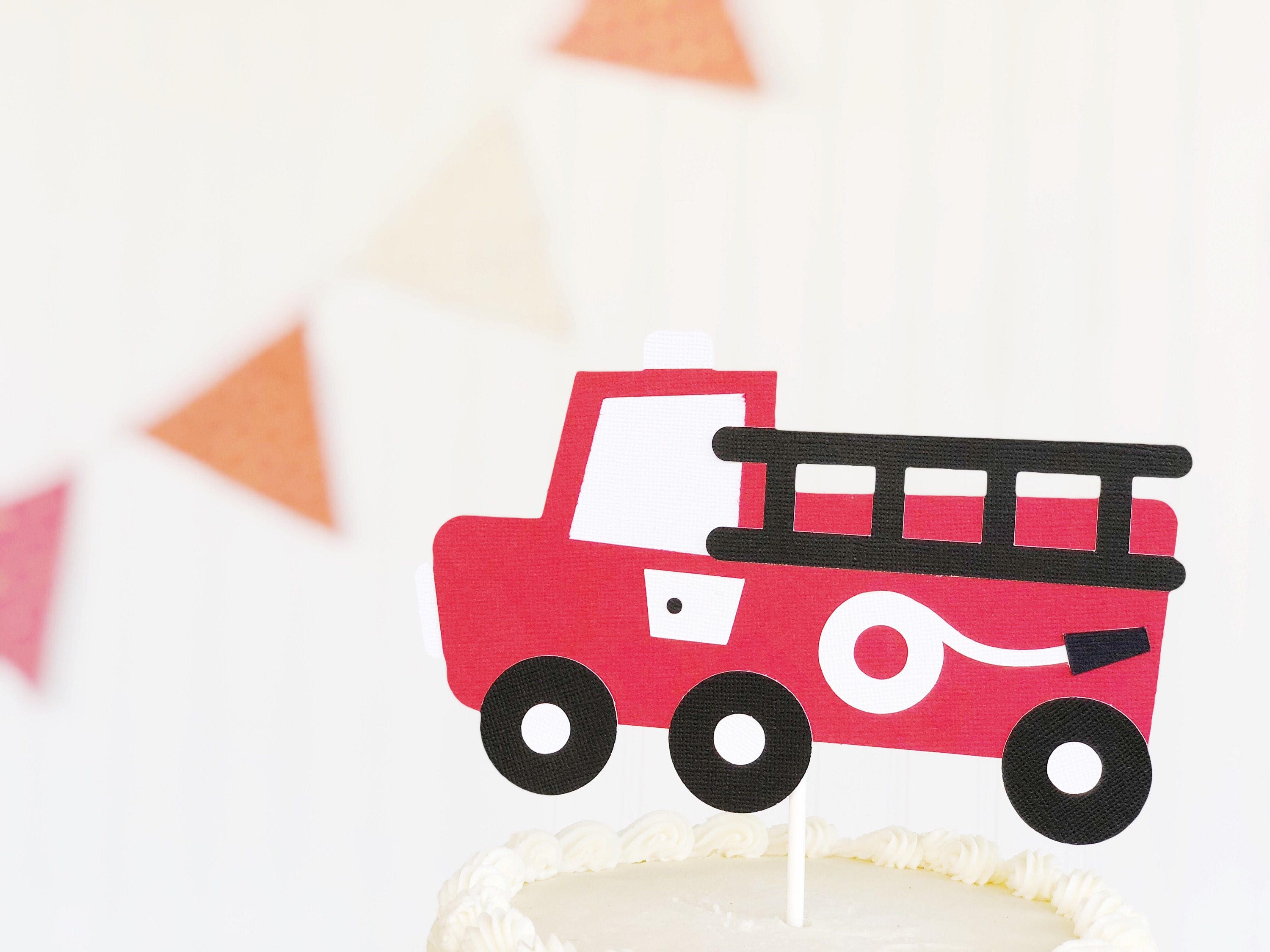 Fire truck / fire engine / smash cake / cake topper / first | Etsy