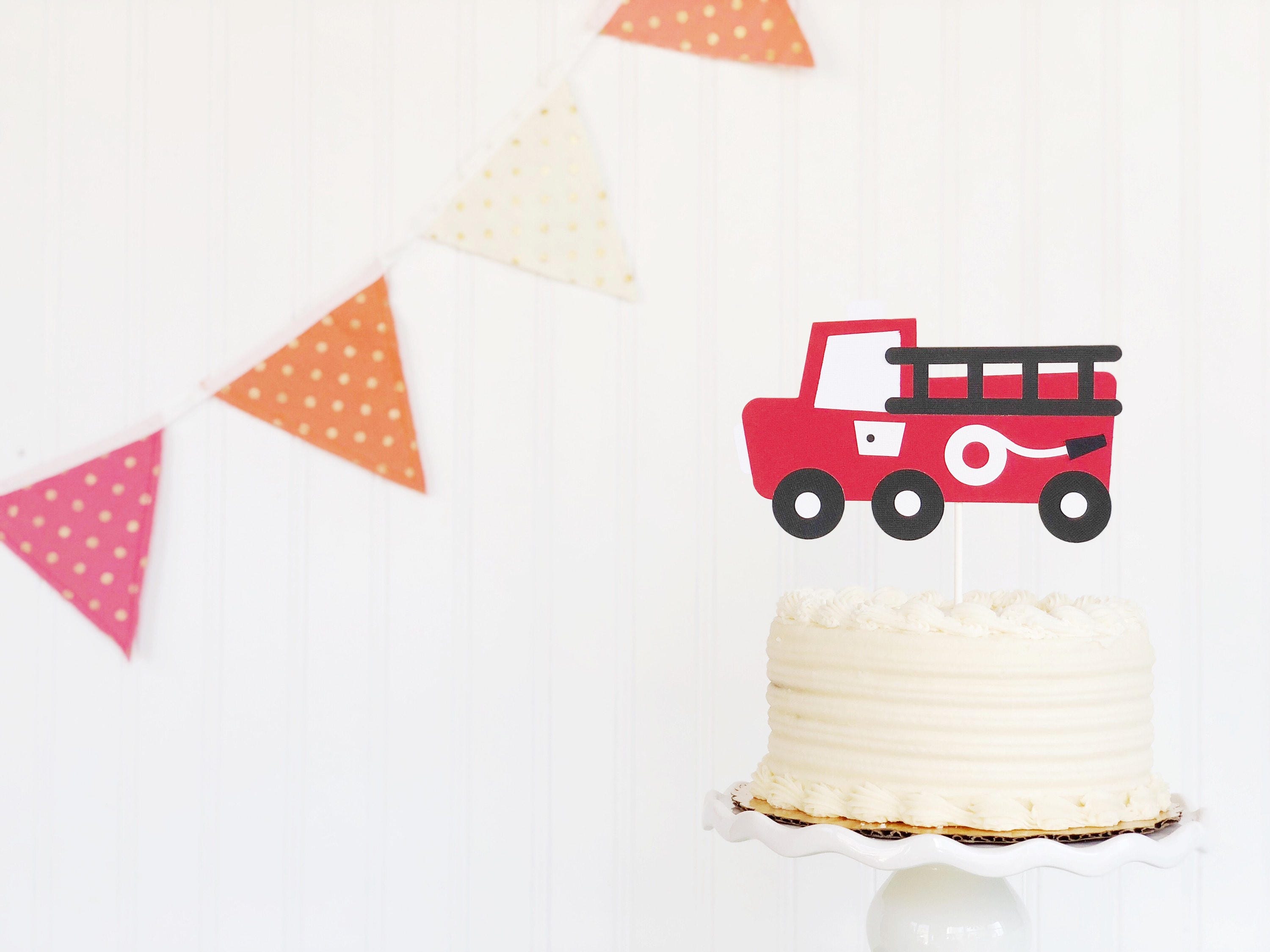 Fire truck / fire engine / smash cake / cake topper / first | Etsy