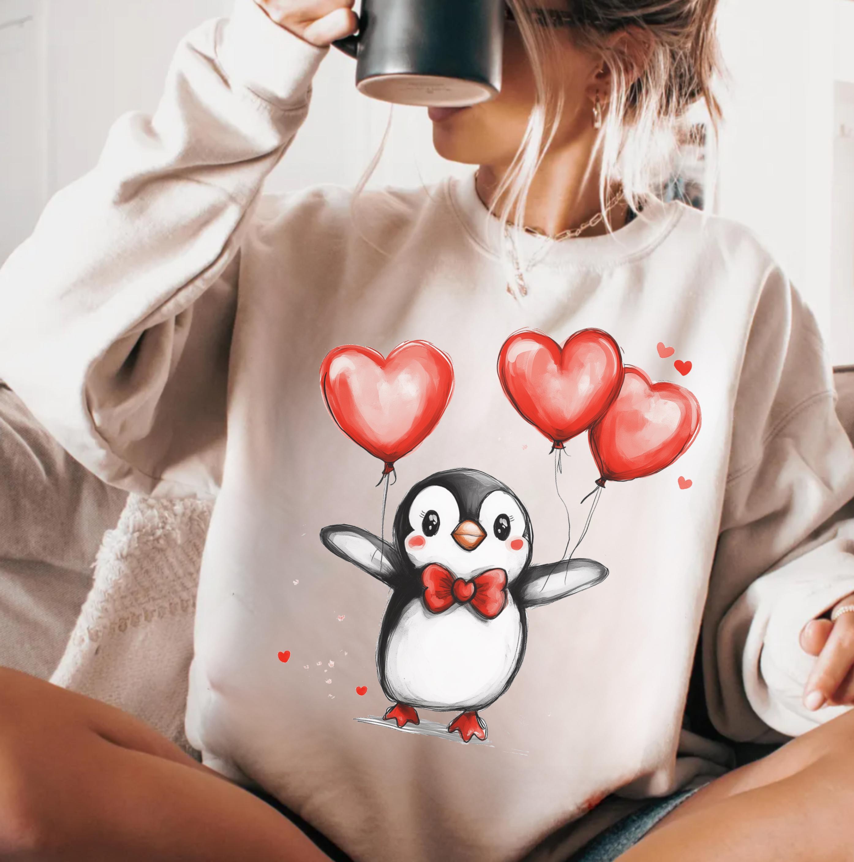 Penguin Valentine PNG - Coquette Heart PNG, Cute Penguin Sublimation ...