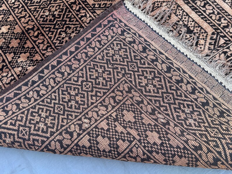 7x9 Antique Turkmen Rug | Brown Elephant Foot Design | Afghan Hand ...