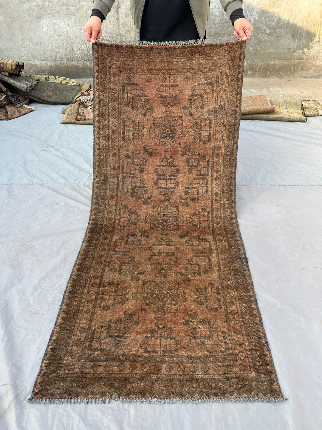 2'8x6'1 Ft Vintage Turkmen Bukhara Rug, Hand Knotted Geometric Carpet ...