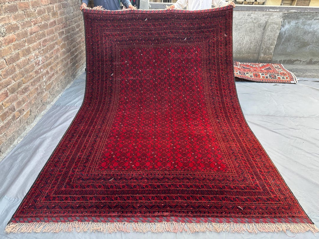 7x10 Antique Turkmen Bashiri Rug, 1920s Hand-knotted Afghan Carpet ...