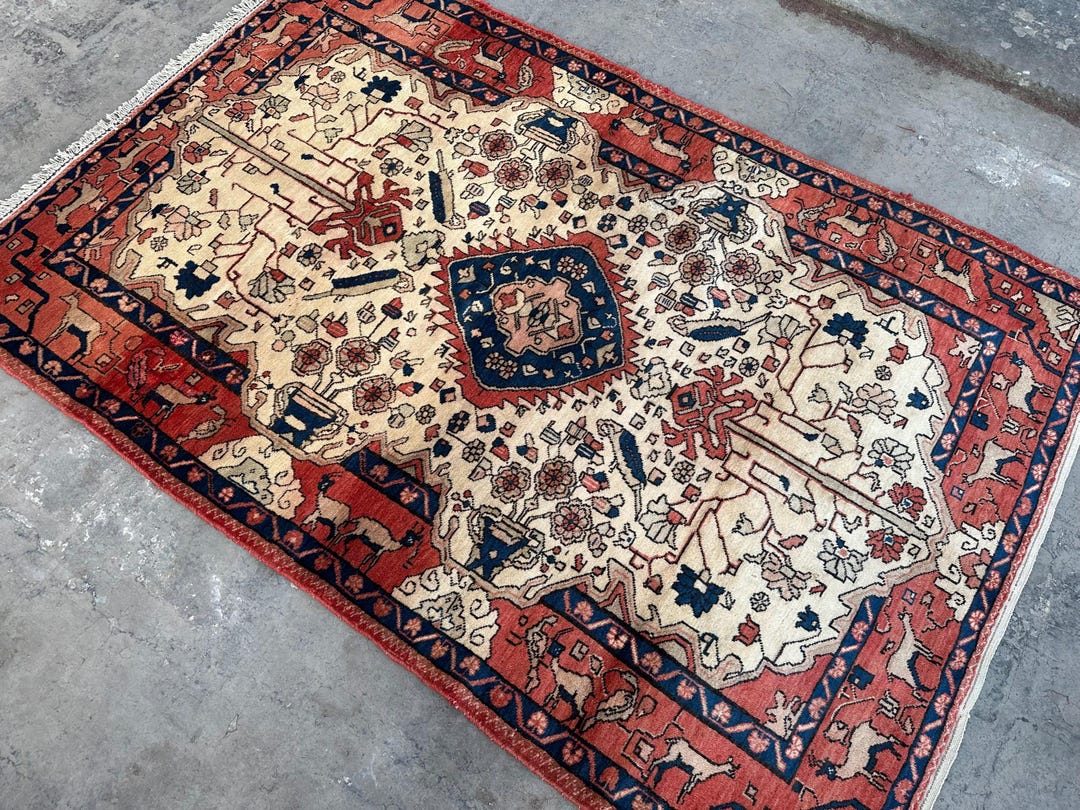 Antique Caucasian Medallion Rug 3.4x6.4 Ft, Afghan Handmade Wool Rug ...