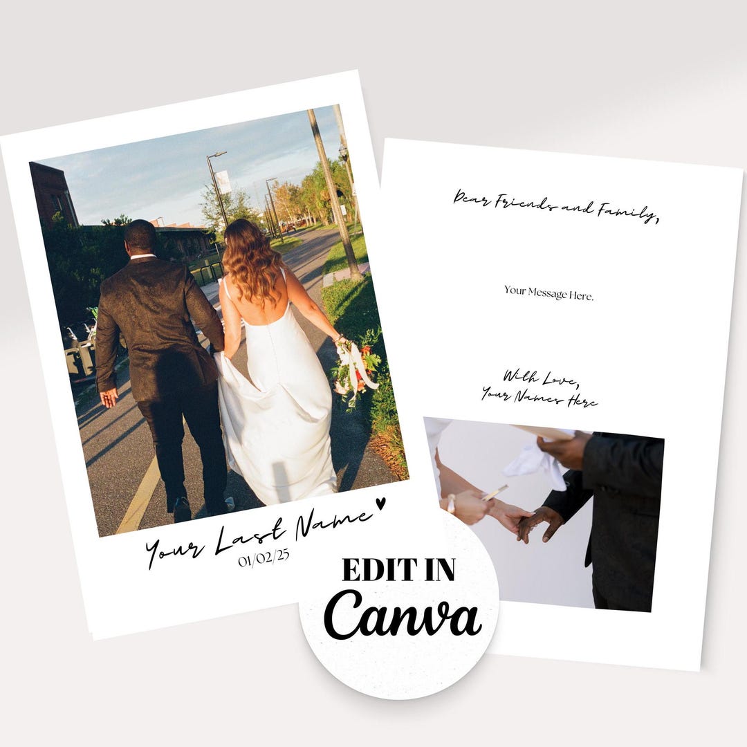 Editable Wedding Thank You Note Template, Polaroid Style Thank You Card ...