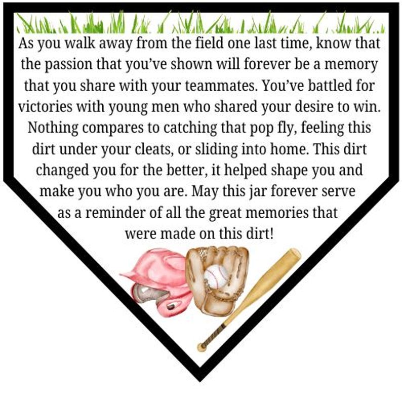Field of Memories: Dirt From the Diamond Tag for Jar for Baseball - Etsy