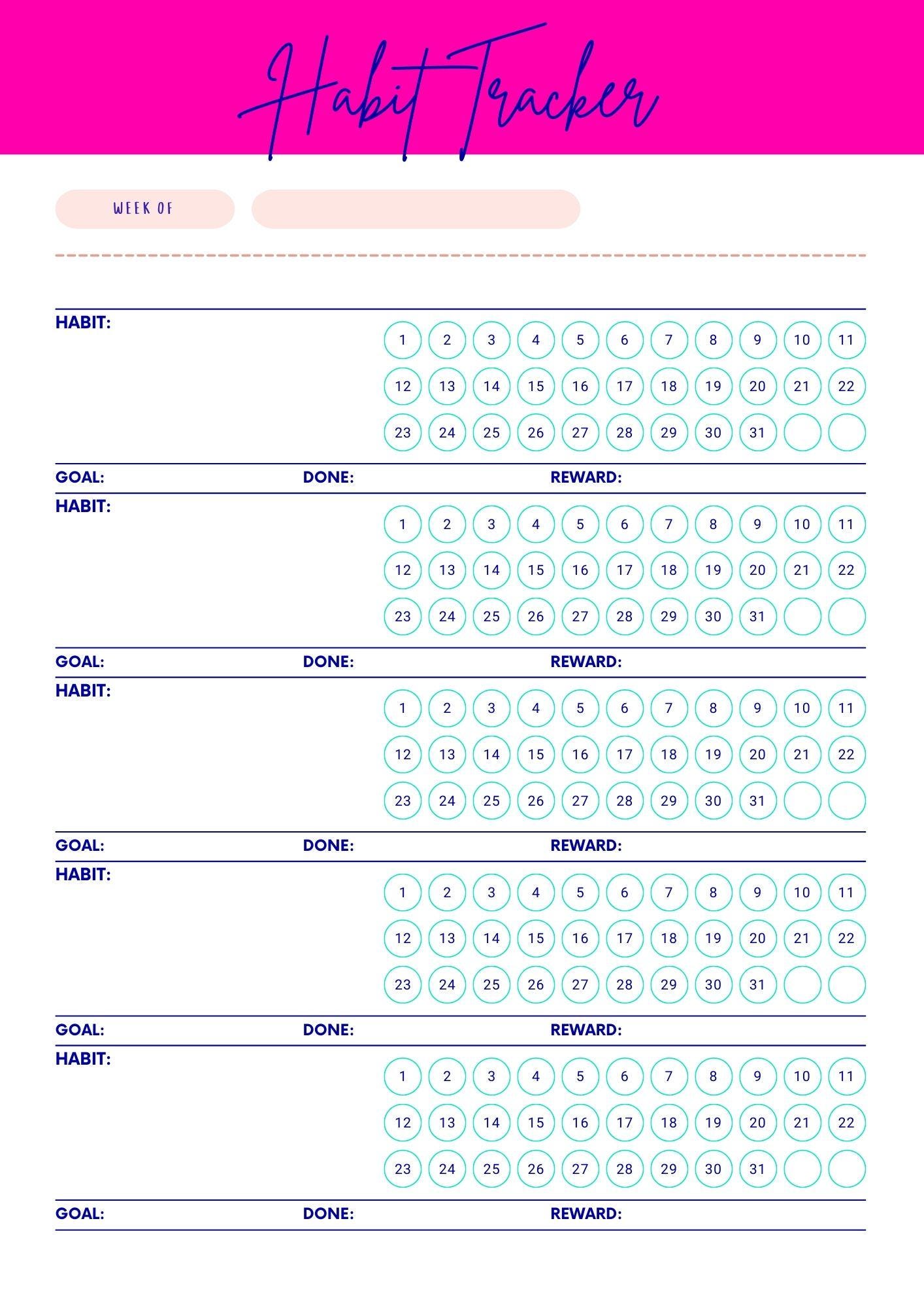 Habit Tracker | Habit Stacking | Micro Shifts | Behaviour Modification ...