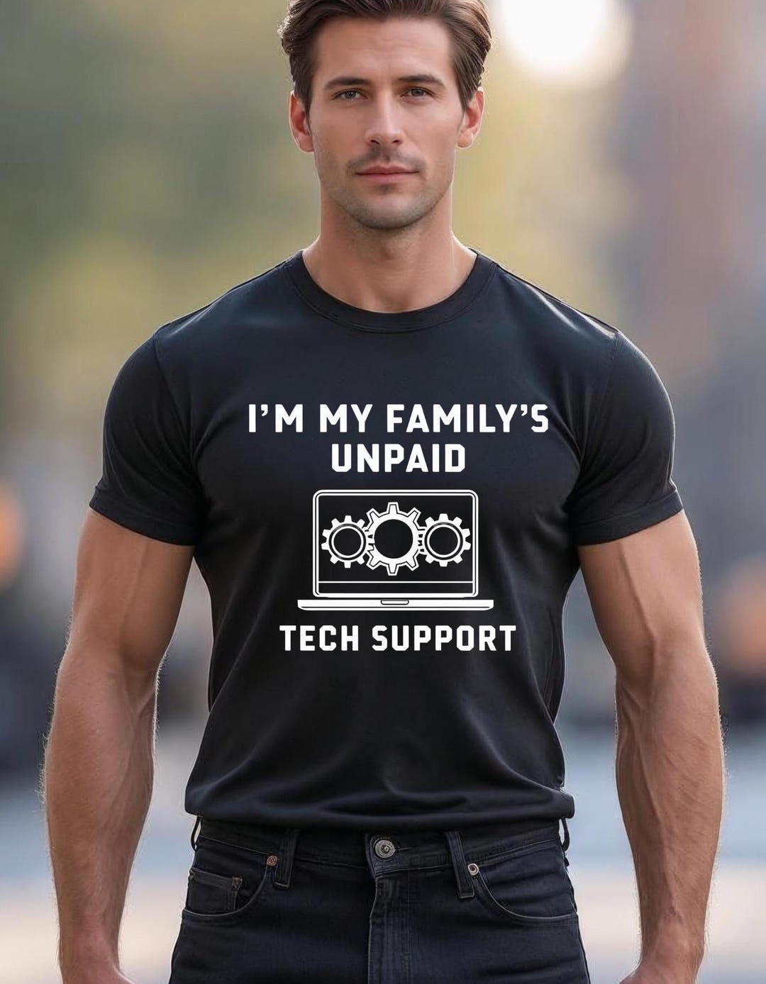 Humorous Tech Support Tee - Unisex Cotton T-shirt for Family ...