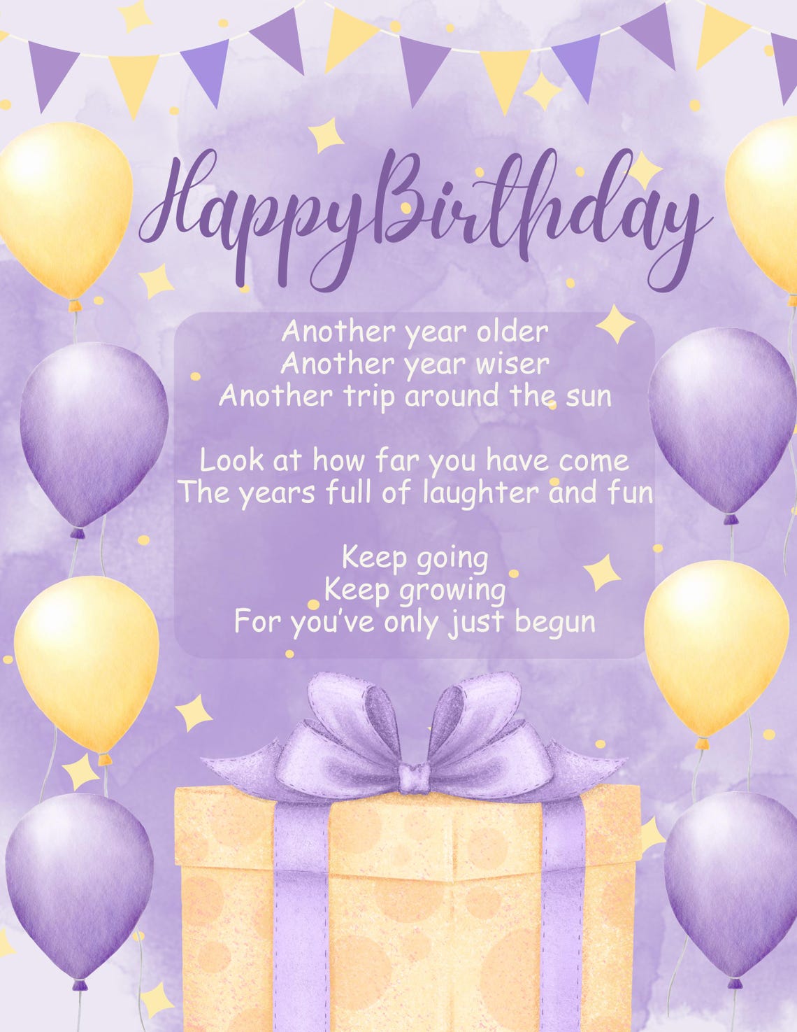 Happy Birthday Graphic Art Poem - Etsy