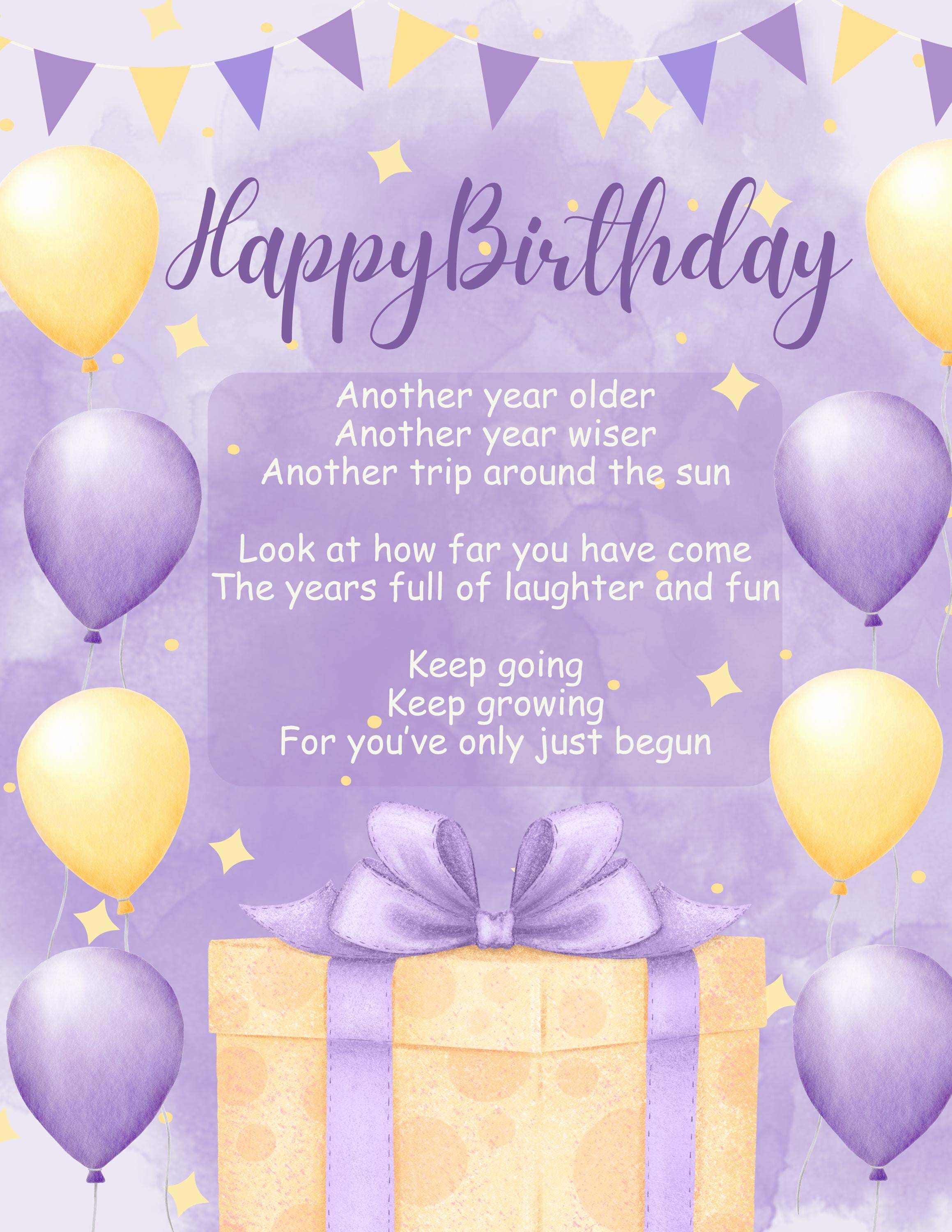 Happy Birthday Graphic Art Poem - Etsy