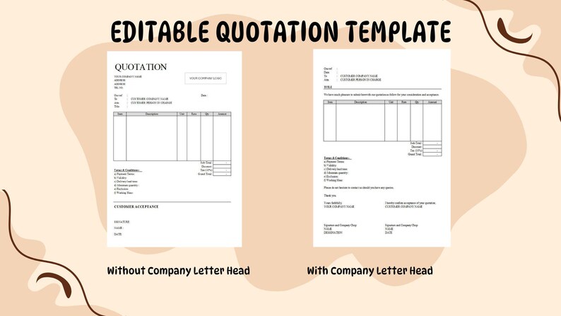 Editable Profession Quotation Template | Editable Quote Form | Price ...