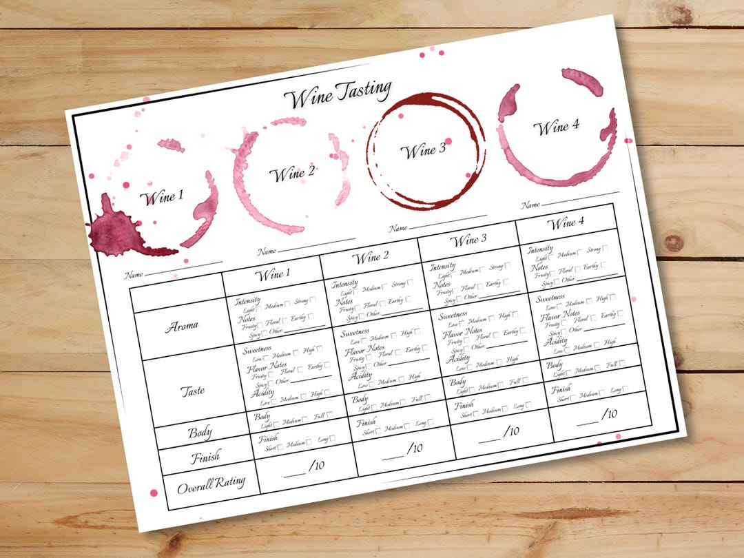 Wine Tasting Worksheet - Printable PDF | Sip and Savor Wine Flight ...