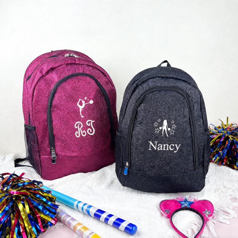 Personalized Glitter Cheerleader Backpack, Custom Embroidered Bag ...