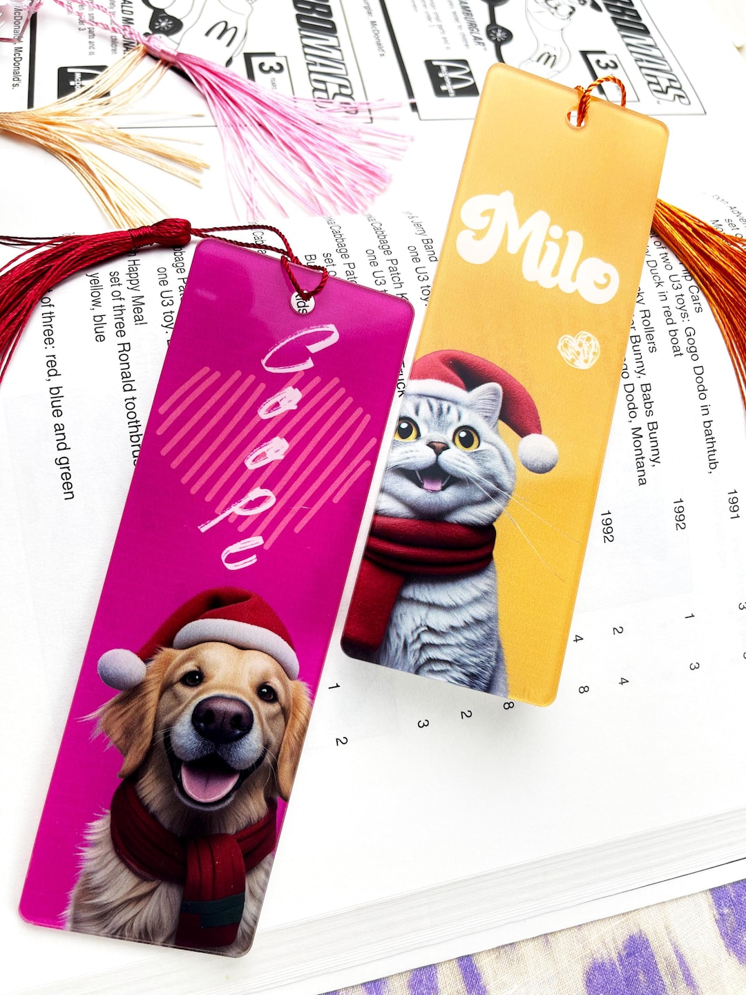 Personalized Dog Cat Bookmark, Custom Gift for Dog Cat Lovers, Dog Cat ...
