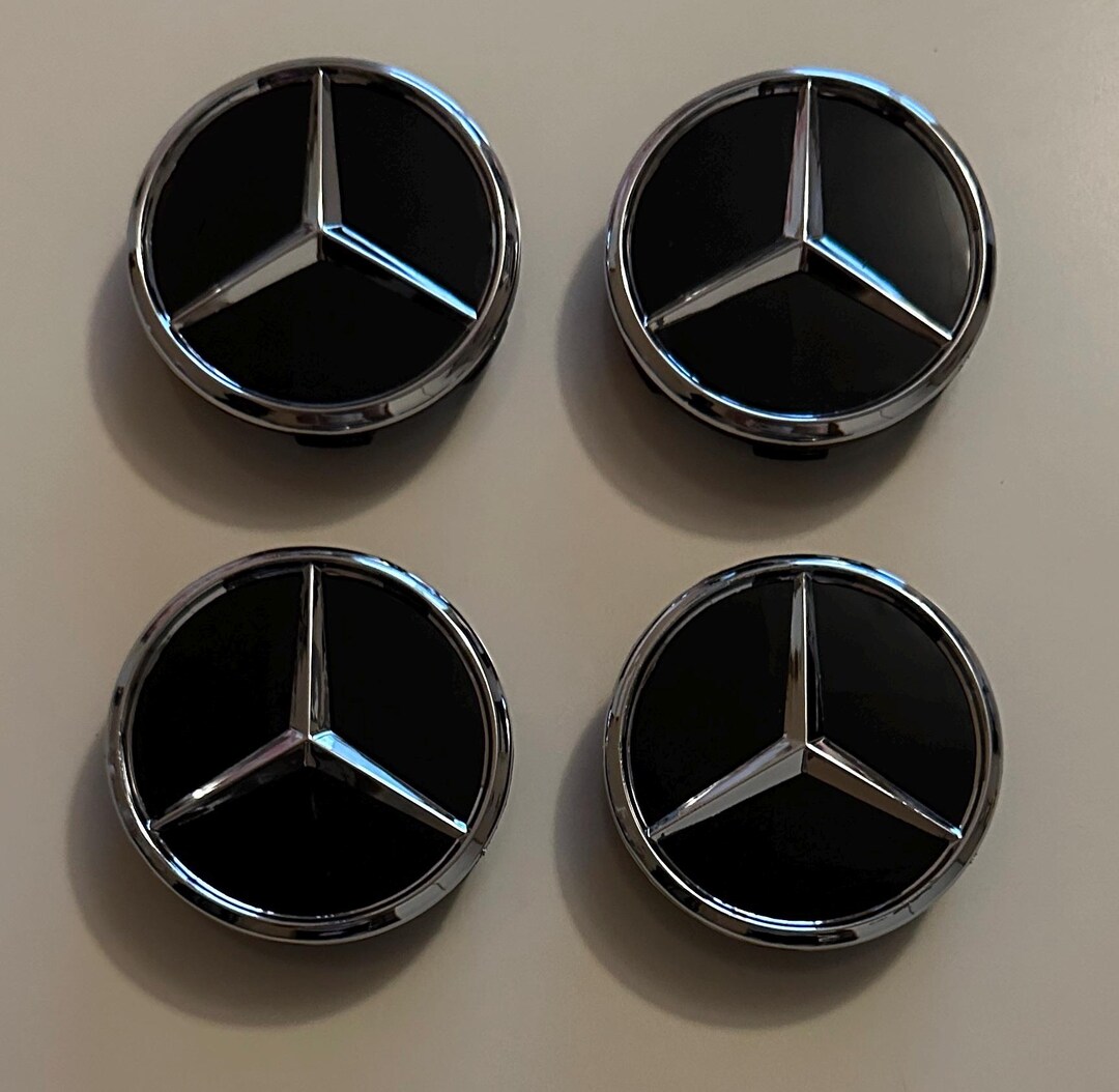 Set of 4 Glossy Black Mercedes Benz 60mm (2.36 Inch) Wheel Hub Center ...