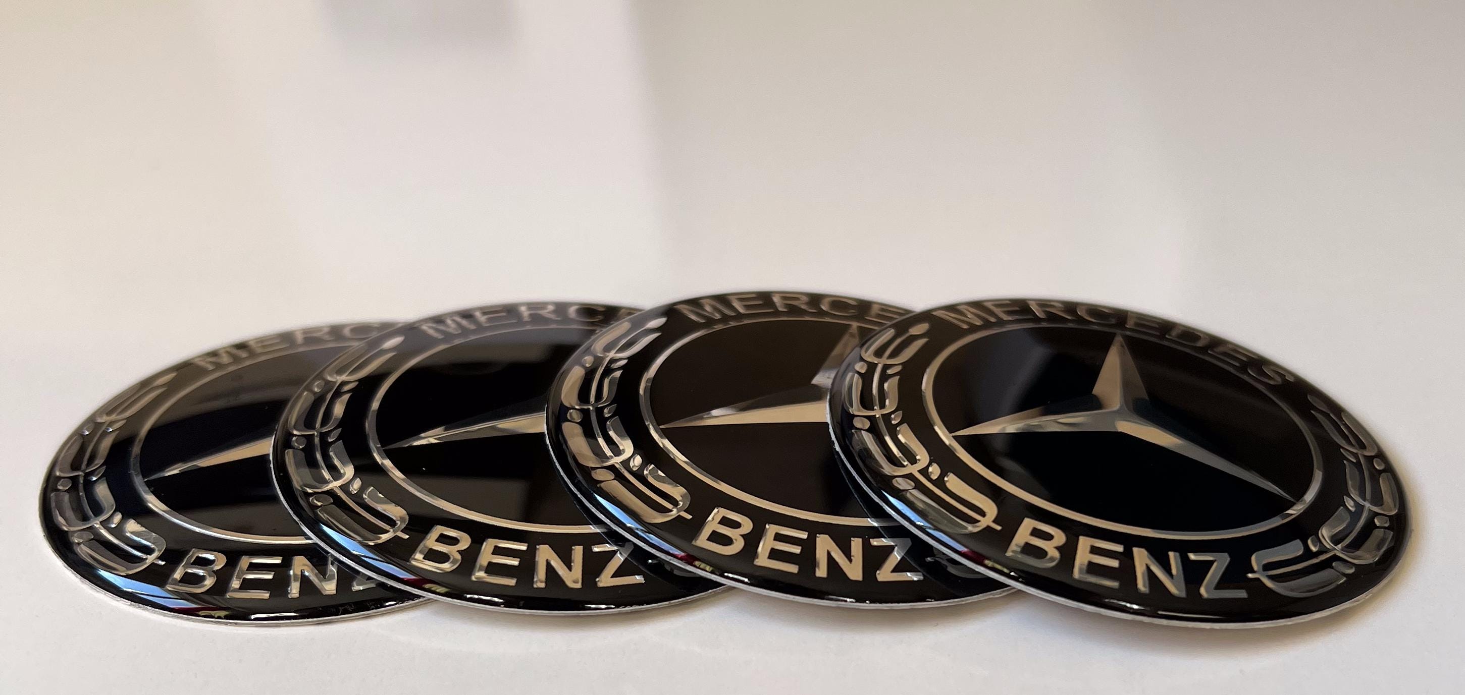 Set of 4 Black Mercedes Benz 65mm (2.56 Inch) Wheel Hub Center Stickers ...
