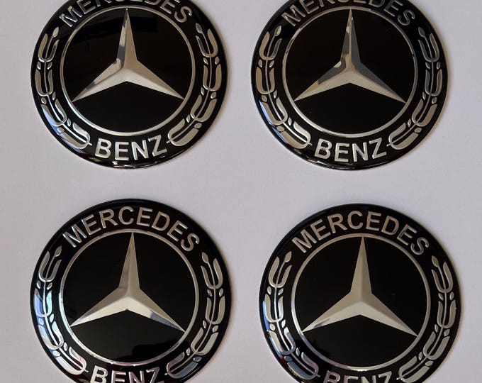 Set of 4 Black Mercedes Benz 65mm (2.56 Inch) Wheel Hub Center Stickers ...
