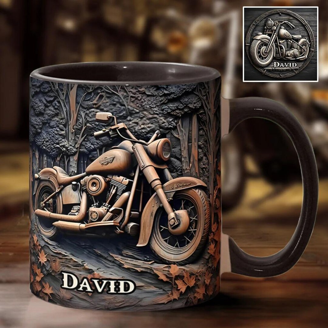 Personalized Vintage Motorcycle Accent Mug for Biker, Motorbike Rider ...