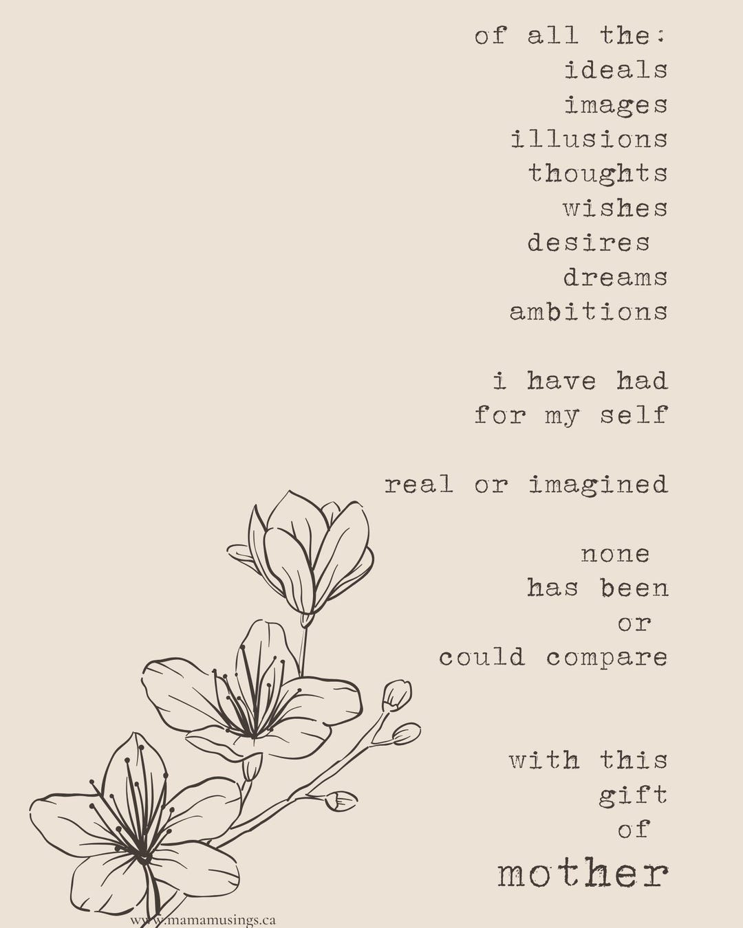 Printable Poem Gift of Mother Original Poem (digital Download) / Poems ...