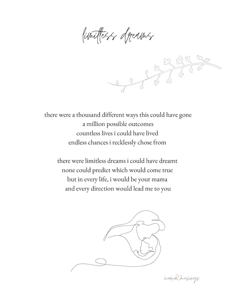 Printable Motherhood Poem: 'limitless Dreams' (digital Download) - Etsy